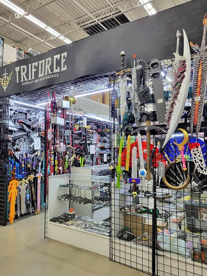 The Triforce booth isn't just selling cosplay gear—it's selling the chance to become your favorite character from head to toe.