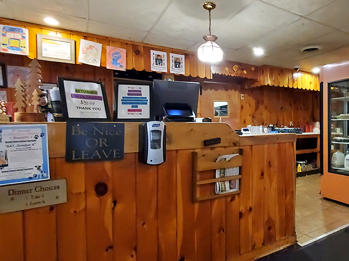The sign says "Be Nice OR LEAVE"—the kind of straightforward philosophy that makes everything taste better somehow.