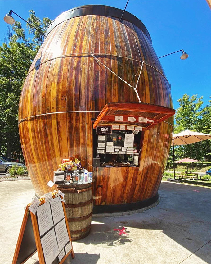 From this angle, the barrel's majestic proportions are on full display, making you wonder if giants once roamed Douglas ordering super-sized floats.
