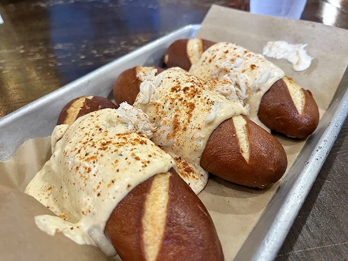 The Crabby Pretzel proves that sometimes the most unexpected combinations create the most memorable experiences. A carb-lover's dream with seafood ambitions.
