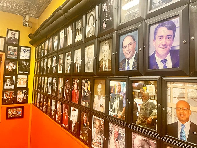 A wall of fame showcasing the politicians and personalities who've fallen under the spell of these legendary sandwiches.
