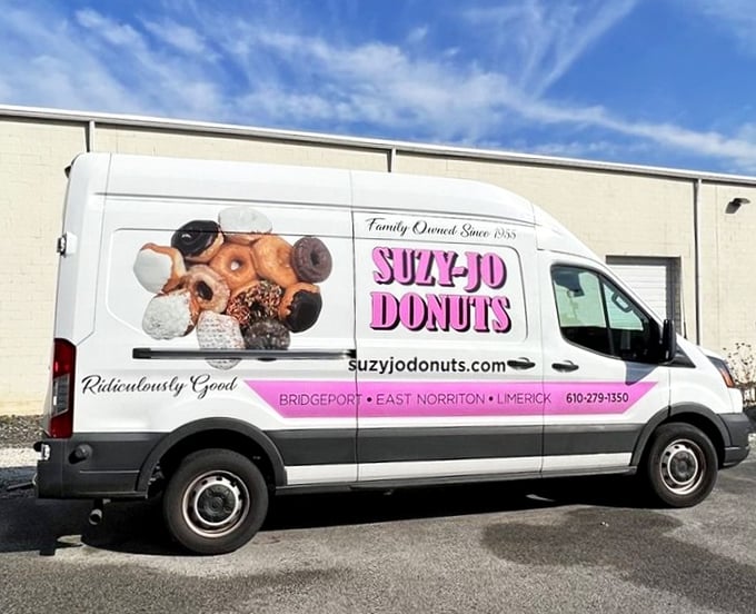 The Suzy-Jo delivery van—a mobile billboard of deliciousness that probably causes traffic jams as drivers crane their necks for a better look.
