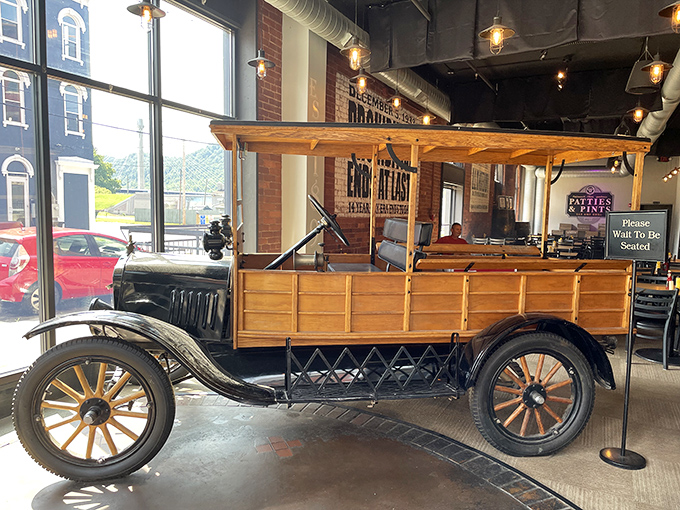 This vintage truck isn't just decoration—it's a conversation starter that transports diners to an era when craftsmanship mattered in everything from vehicles to hamburgers. 