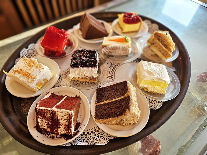 A dessert display that makes choosing just one slice feel like an impossible life-altering decision to make.