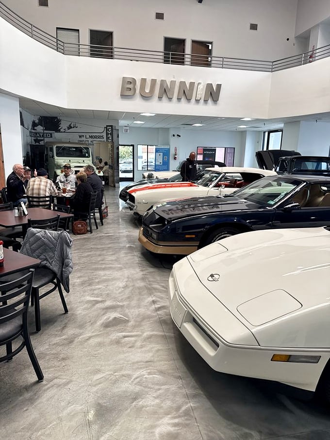 The ultimate car enthusiast's dining experience: Vintage beauties provide the backdrop for memorable meals and conversations.