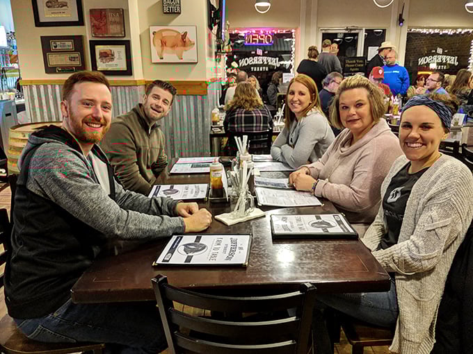 The true measure of a great barbecue joint? Tables full of happy people who've forgotten to check their phones for hours.
