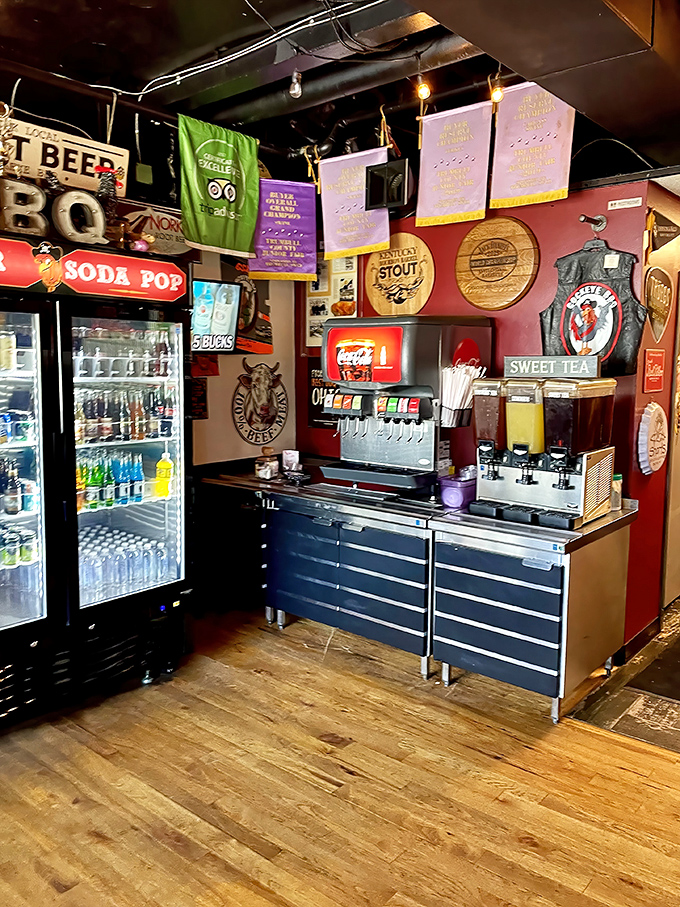A drink station that understands barbecue's thirst-inducing powers. Sweet tea and barbecue—a romance written in the Southern stars.