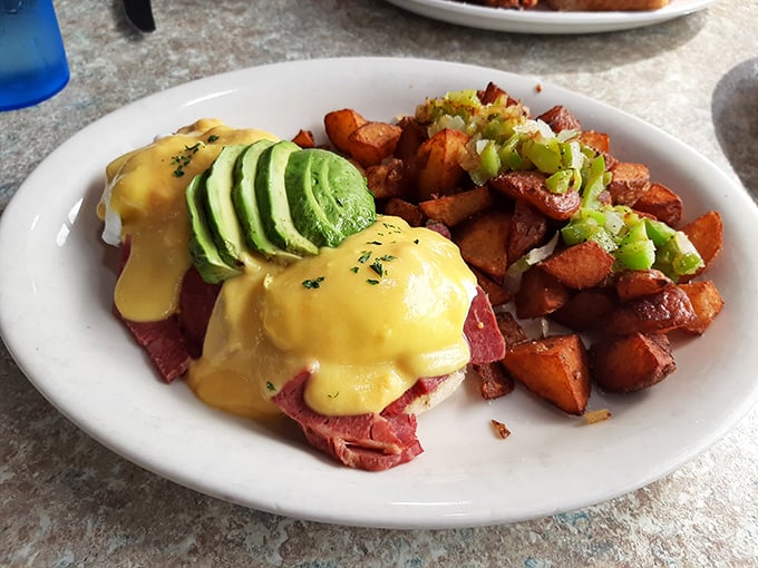 Eggs Benedict with avocado that makes brunch feel like a special occasion, even on a random Tuesday when you're playing hooky from life.