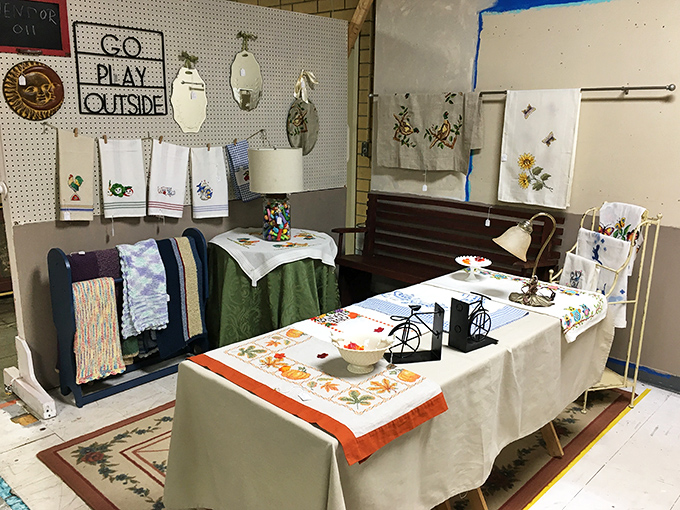 Handcrafted linens and embroidery that represent hundreds of hours of someone's life, each stitch a tiny act of devotion and artistry.