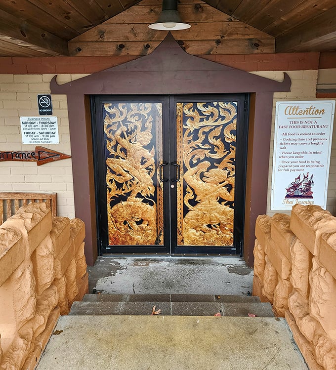 These golden dragon doors aren't just an entrance—they're a promise that what awaits inside is worth every minute of anticipation.
