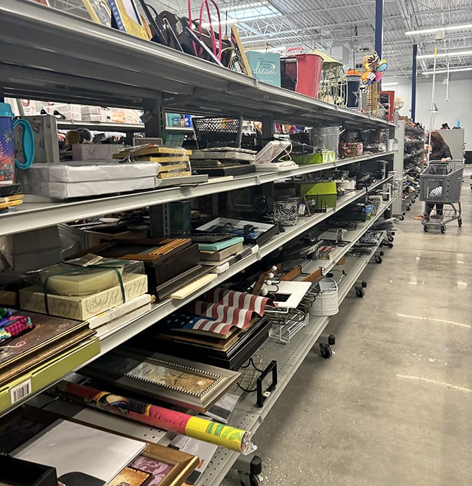 Picture frames, serving trays, and home decor items create a DIYer's paradise—one person's "not quite right" becomes another's Pinterest-worthy project.