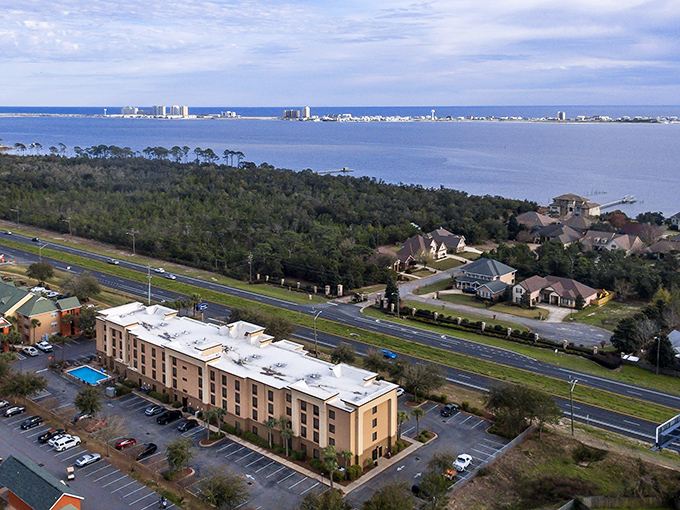 Even the hotels in Navarre maintain that low-key profile, offering water views without towering over the natural landscape.