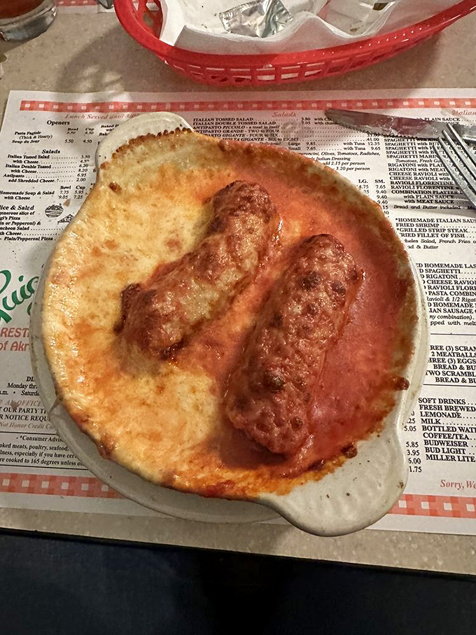 Half cheese, half sauce – all delicious. This baked Italian sausage casserole demonstrates why sometimes the simplest combinations create the most profound satisfaction.