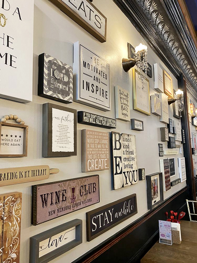 Words of wisdom adorn the wall, but the only motivation you'll need is the promise of cheesecake waiting at the finish line.