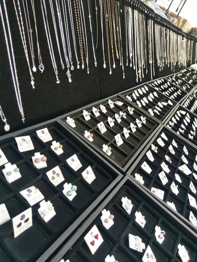 Jewelry displayed with museum-worthy precision, proving that treasure hunting doesn't require a metal detector or a pirate map—just a good eye.