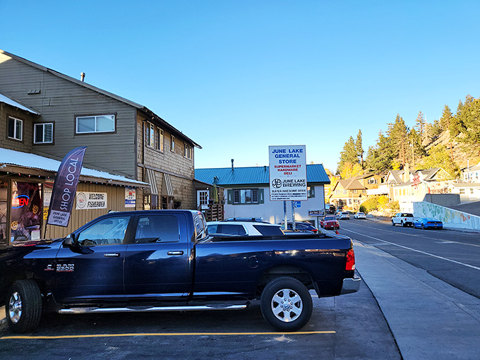 The June Lake General Store—where "running to the store" means potentially spotting wildlife and definitely running into neighbors.
