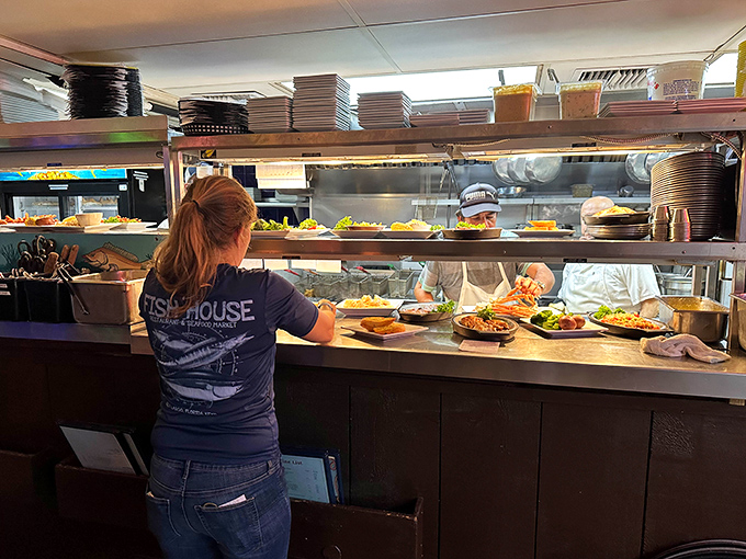 Where the magic happens—skilled hands transform the ocean's bounty into plates that make diners close their eyes in appreciation.
