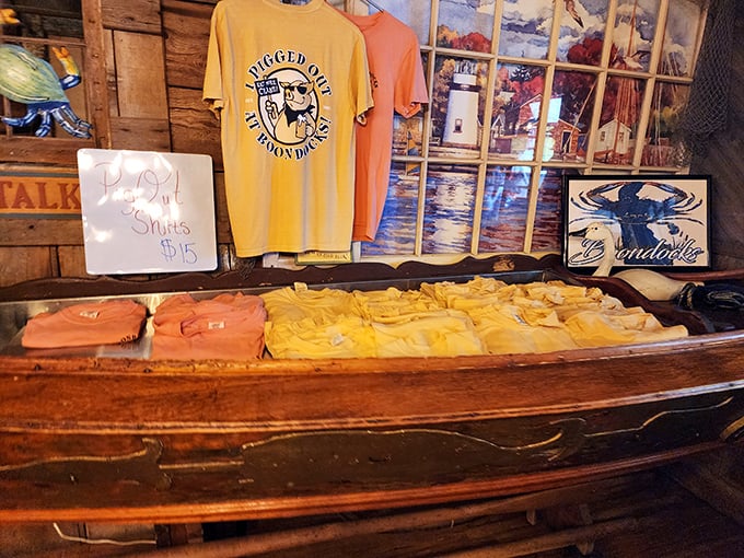 Boondocks merch: because sometimes a t-shirt is the only way to prove to friends back home that you've found seafood nirvana.
