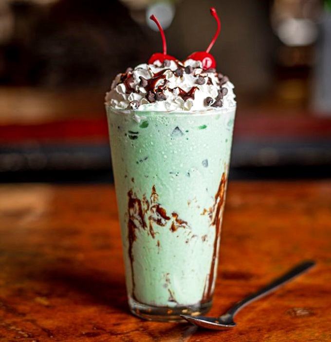 Mint chocolate chip milkshake – because sometimes your inner child deserves to order dessert first.