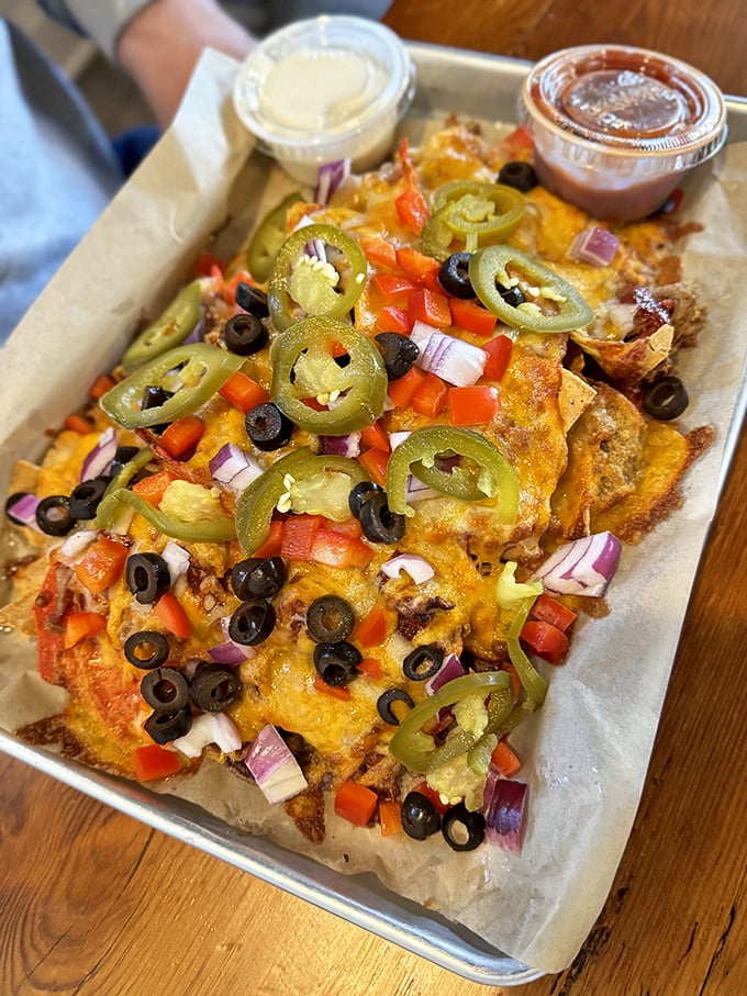 These aren't just nachos—they're a fiesta on a tray where jalapeños, cheese, and BBQ have decided to throw the party of the year.
