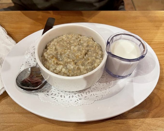 Oatmeal gets a glow-up at Skillets – this isn't your sad desk breakfast, it's a warm hug in a bowl waiting for that splash of cream.