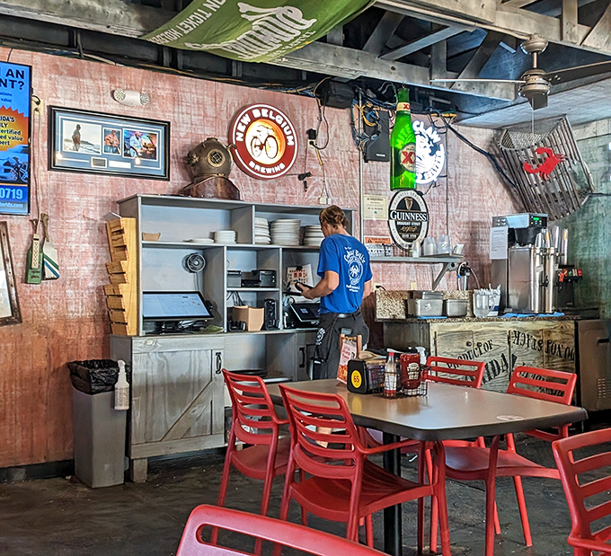 Even the ordering area tells a story, with walls adorned with fishing memorabilia and the kind of lived-in charm you can't manufacture.