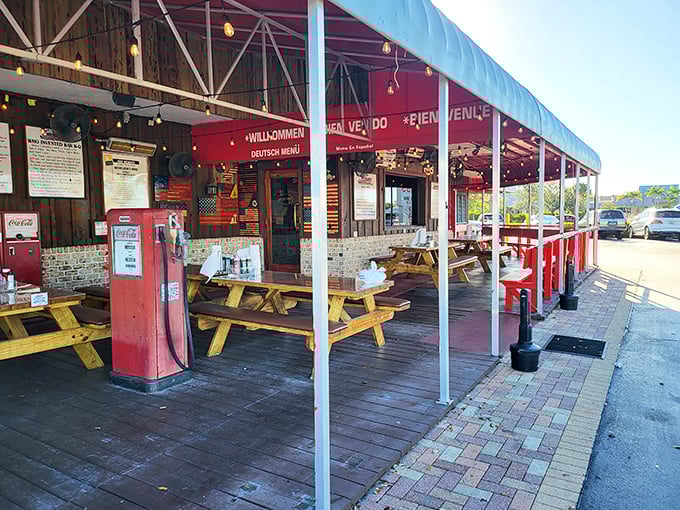 Covered outdoor seating offers fresh air with your feast – perfect for Florida's endless summer dining season.