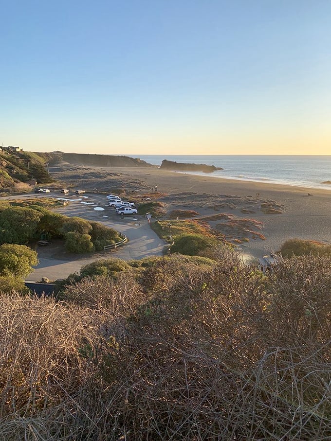Parking with a view—the kind that makes you linger in your car, reluctant to leave even though greater beauty awaits just steps away.