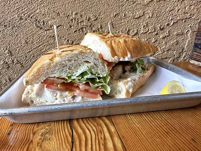 A sandwich so fresh it should come with a tide chart. Simple, honest, and exactly what seafood wants to be when it grows up.