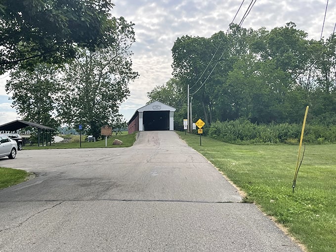 Approaching the bridge by road gives you that perfect reveal moment—like stumbling upon a historical treasure just around the bend.