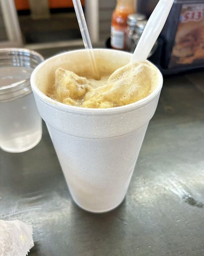 The root beer float—where creamy vanilla ice cream meets spicy root beer in a foam cup symphony that's worth every brain freeze.