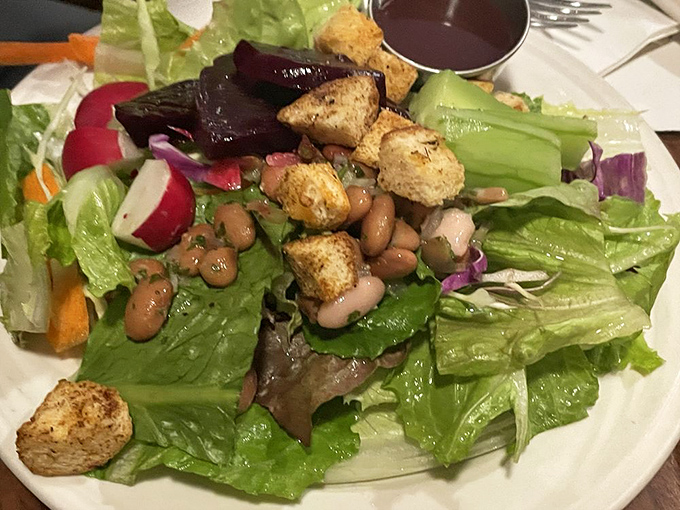 Even the salad looks like it's having more fun than salads at other restaurants, with beans and veggies playing nicely together.