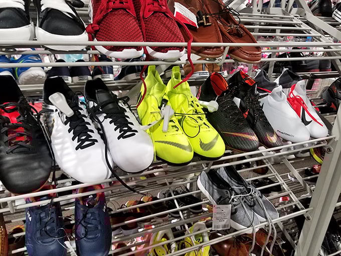 Sneaker heaven for athletes and fashionistas alike. That neon pair is practically screaming, "Take me home and make me famous!"
