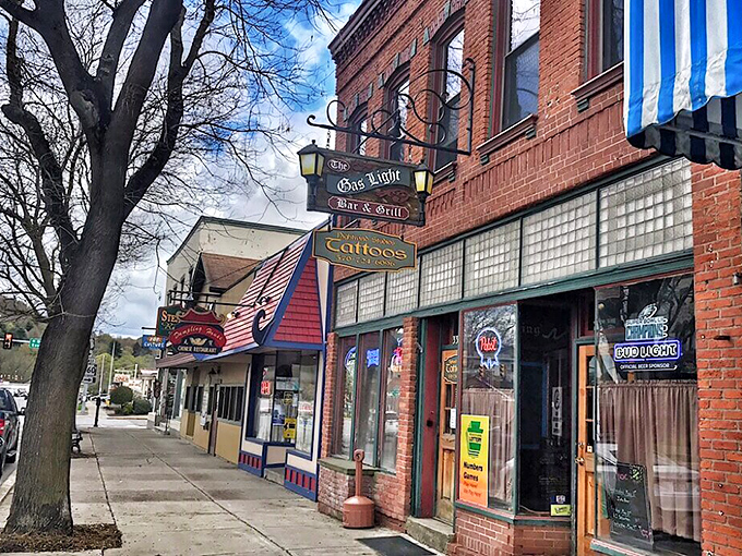 These storefronts aren't trying to create an artificial "Main Street USA"—they're the real deal, housing businesses that have served generations of locals.