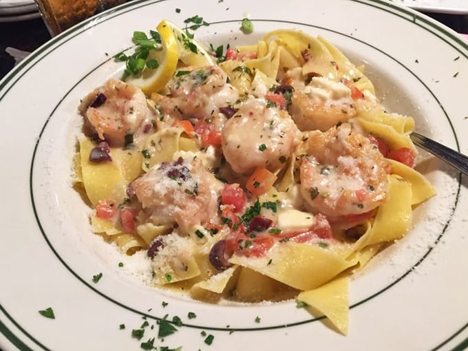 Shrimp and pasta in perfect harmony. Those ribbons of pappardelle are just showing off their ability to cradle sauce.