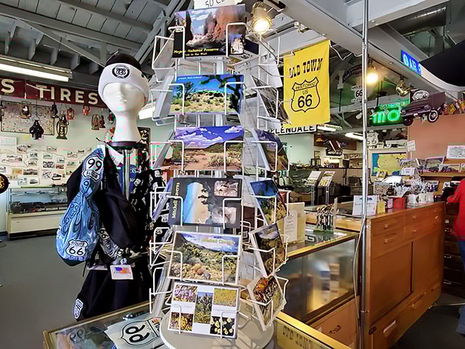 The souvenir station offers mementos that say "I didn't just pass through history—I brought a piece of it home with me."