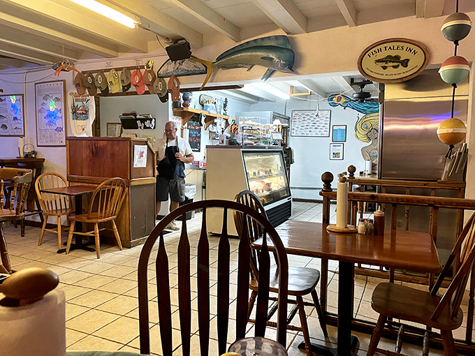 Where the magic happens—the heart of Fish Tales offers a glimpse into the market side of this beloved establishment.