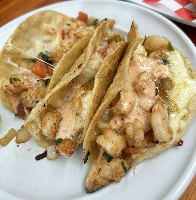 These shrimp tacos aren't just a meal, they're an event—creamy sauce, perfectly cooked seafood, and tortillas that know their supporting role.