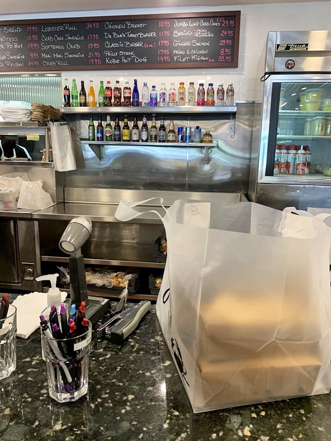 The take-away counter offers a glimpse behind the curtain, where Joe's magic happens for those lucky enough to enjoy their treasures at home.