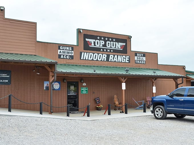 Even in Amish country, modern Tennessee shows its diverse character – Top Gun Arms stands as a reminder of the state's varied cultural landscape.