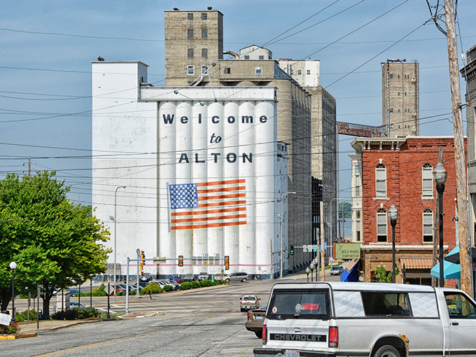 Nothing says "heartland pride" quite like painting your welcome message on a grain elevator—the Midwest's version of a Hollywood sign.