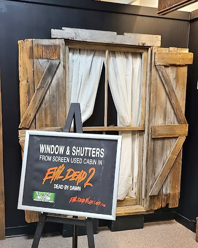 These authentic window shutters from Evil Dead 2 have seen things. If wood could talk, these planks would scream.
