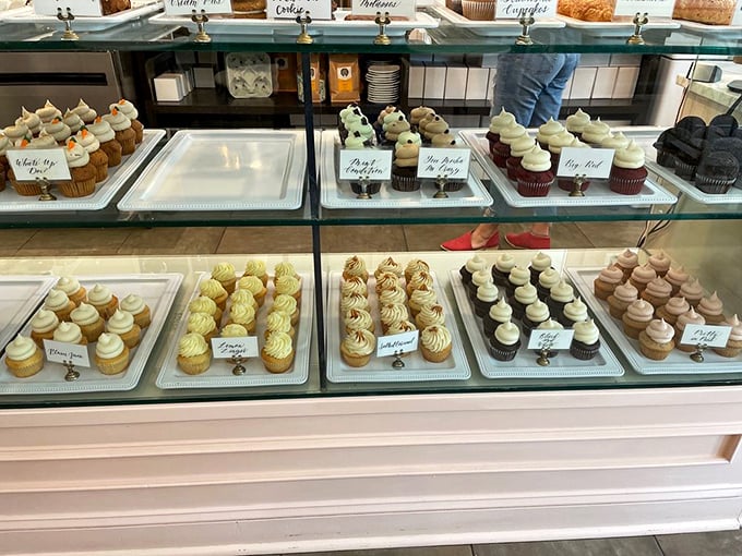 Sweet endings await in this dessert case – because no meal is complete without something sugary.