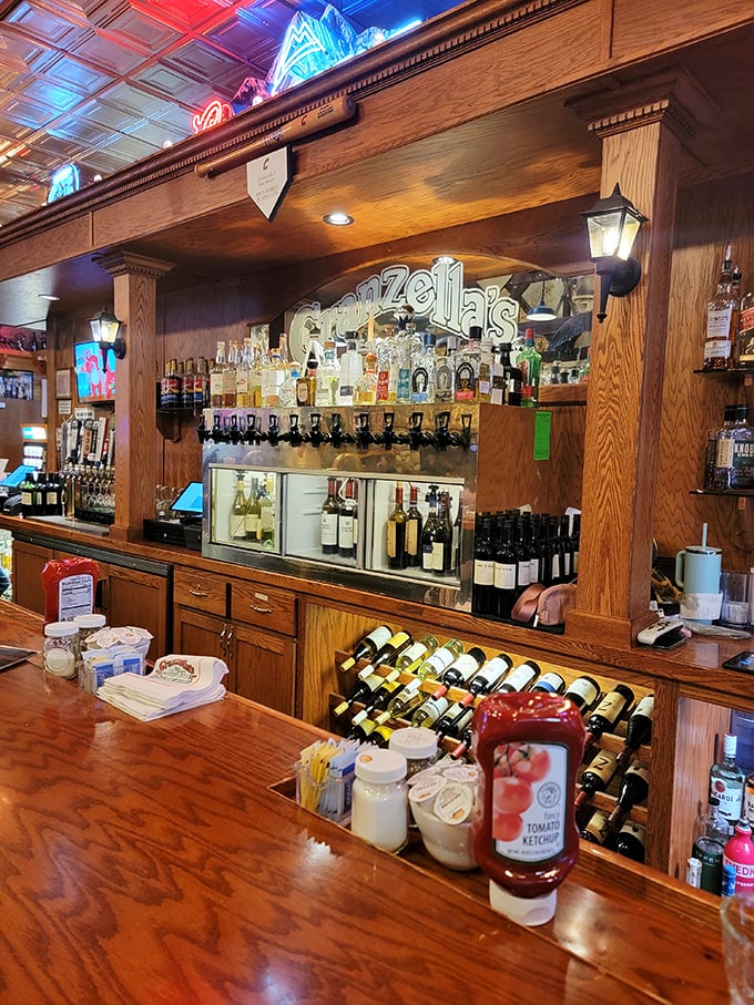 The bar area – where locals gather to debate sports teams and travelers toast to surviving another stretch of I-5.