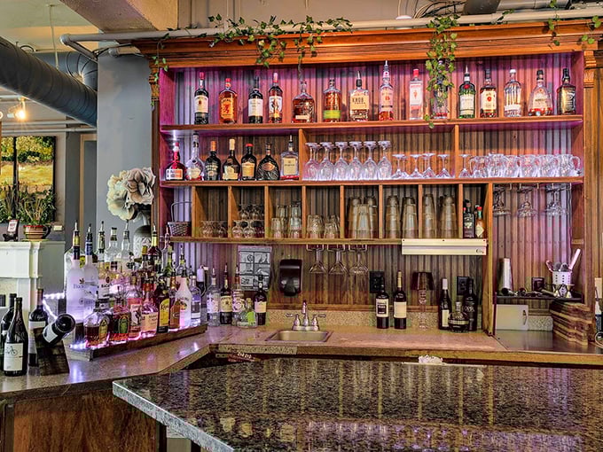 A bar that understands priorities—good lighting, ample selection, and enough space to tell a story or two between sips.