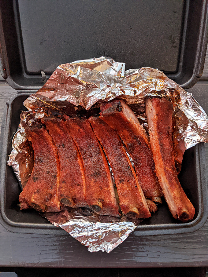 Ribs that make you question your previous relationships with BBQ. That smoke ring isn't just color—it's a flavor halo that's earned through hours of patience.