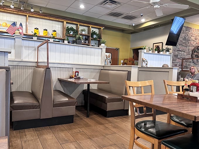 Booths designed for the serious breakfast commitment—comfortable enough to support you through that last bite of pancake.