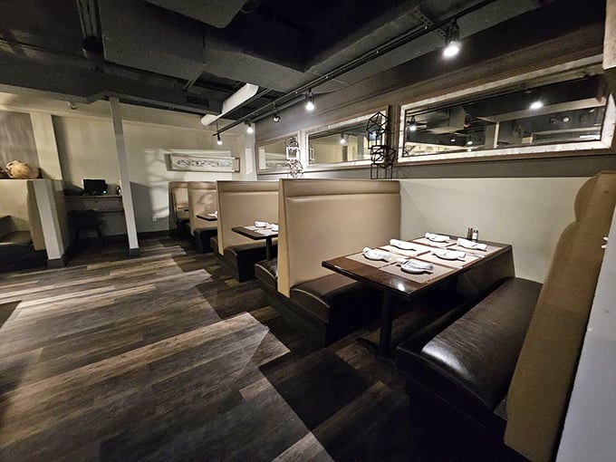 Classic booth seating that whispers promises of long, leisurely meals and great conversation ahead.