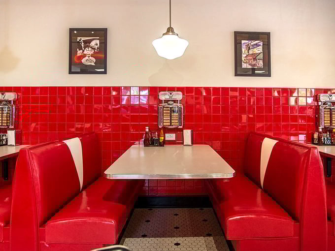 Red vinyl booths that have hosted first dates, family celebrations, and countless happy conversations.