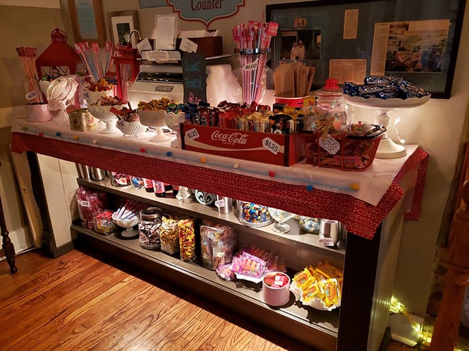 The candy counter proves some restaurants understand that inner children need feeding too. Sweet nostalgia displayed with colorful abandon.